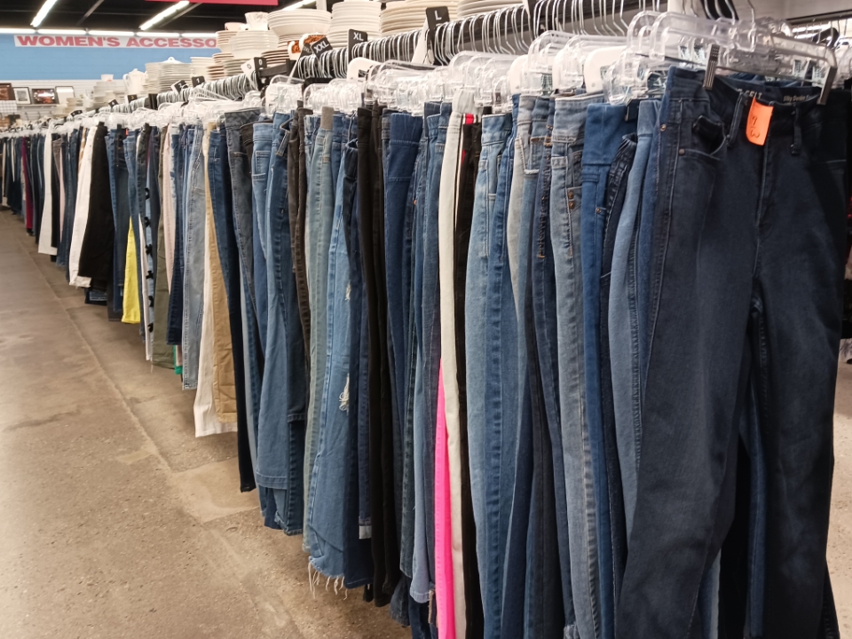 Rows of classic denim in every shade of blue offer you the perfect chance to find your next favorite pair.