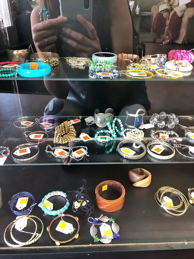 Jewelry display showcasing bangles and baubles that prove style doesn't require a trust fund.