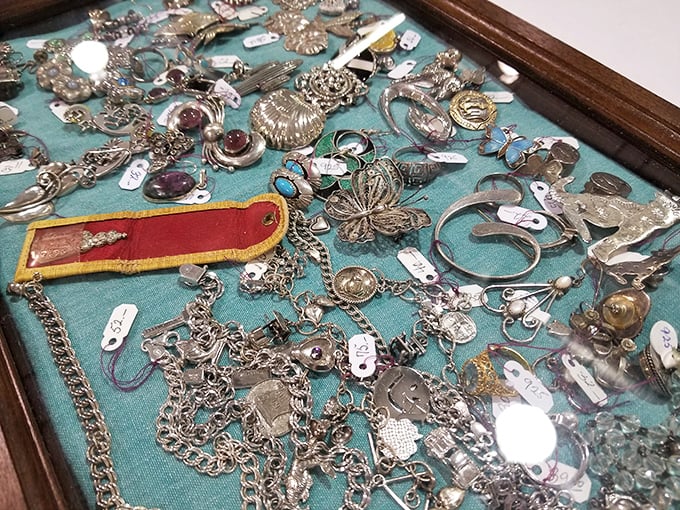 Treasure trove of vintage jewelry where someone's past glamour becomes your present statement piece. Every brooch tells a story.