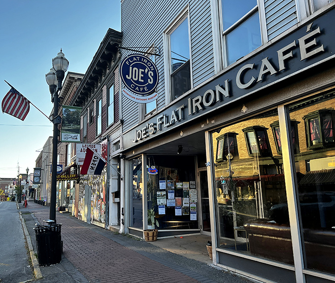 Joe's Flat Iron Caf&eacute; anchors Water Street with the promise of good coffee and better conversation&mdash;the kind of place where everyone eventually knows your order.