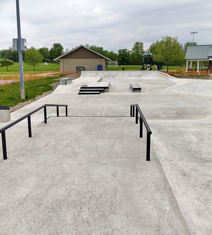 Kendallville's skate park stands ready for action, proving small towns understand that sometimes the best therapy involves wheels and concrete.