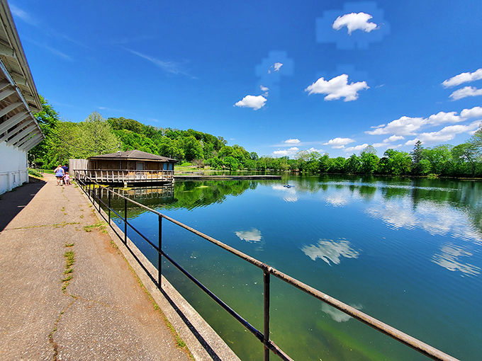 Lake Park's waters reflect clouds like nature's own screensaver, constantly changing but always mesmerizing.