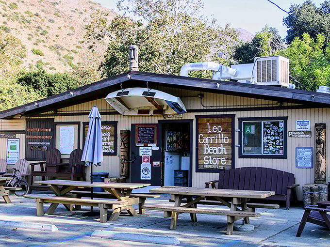 The Leo Carrillo Beach Store: civilization's outpost where forgotten sunscreen and emergency snacks await. Beach essentials with a side of local charm.