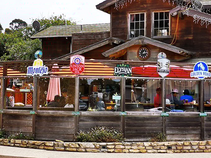 Main Street Grill's patio feels like the neighborhood cookout you always wished your neighbors would host. Beer signs included.