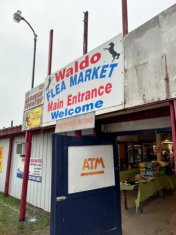 The blue door of possibility. Walking through Waldo's entrance feels like stepping into your eccentric aunt's attic&mdash;if she collected everything cool.