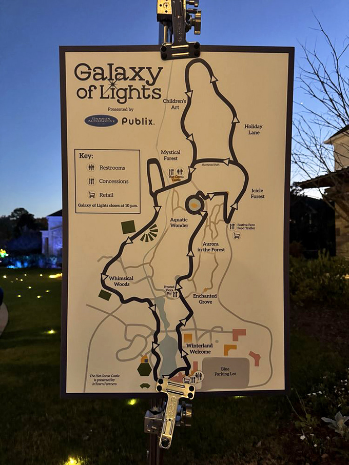 The Galaxy of Lights map reveals a journey through whimsically named areas. "Mystical Forest" sounds much more inviting than "That Dark Path With All The Trees."