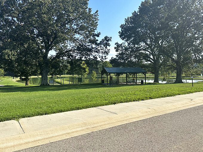 McCabe Park's serene lakeside pavilion offers the perfect spot for contemplating life's big questions or simply enjoying a sandwich away from office chaos.