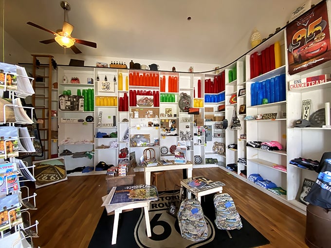 The gift shop: where you can take home Route 66 memories that won't expand your waistline like the chicken fried steak will.