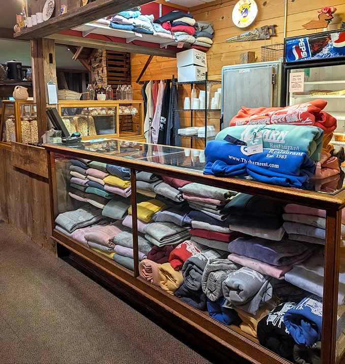 Beyond great food, The Barn offers souvenirs to take home. Because sometimes a t-shirt is the only way to prove you ate somewhere amazing.