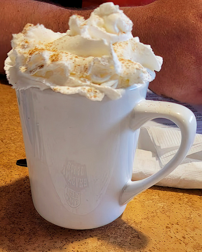 Hot cocoa crowned with whipped cream royalty &ndash; because sometimes your morning coffee needs a sweet, creamy understudy.