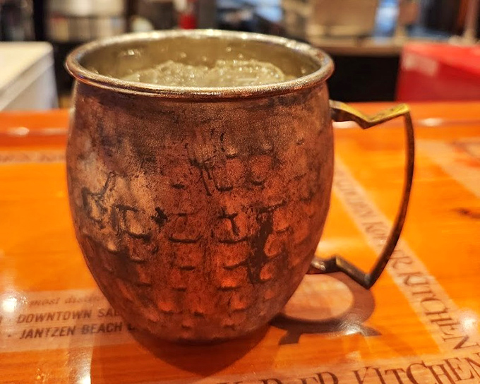 A Moscow Mule in its proper copper vessel &ndash; because some traditions are worth keeping. The perfect foil to spicy chicken.