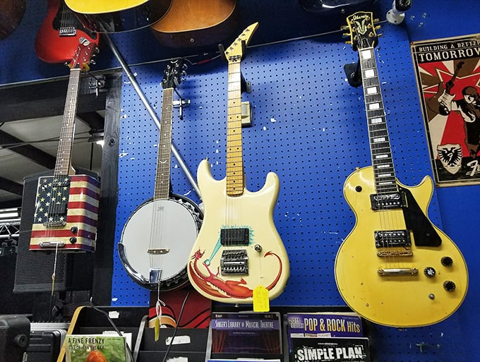 String theory in action! From patriotic banjos to classic electric guitars, these instruments are waiting for their second act.