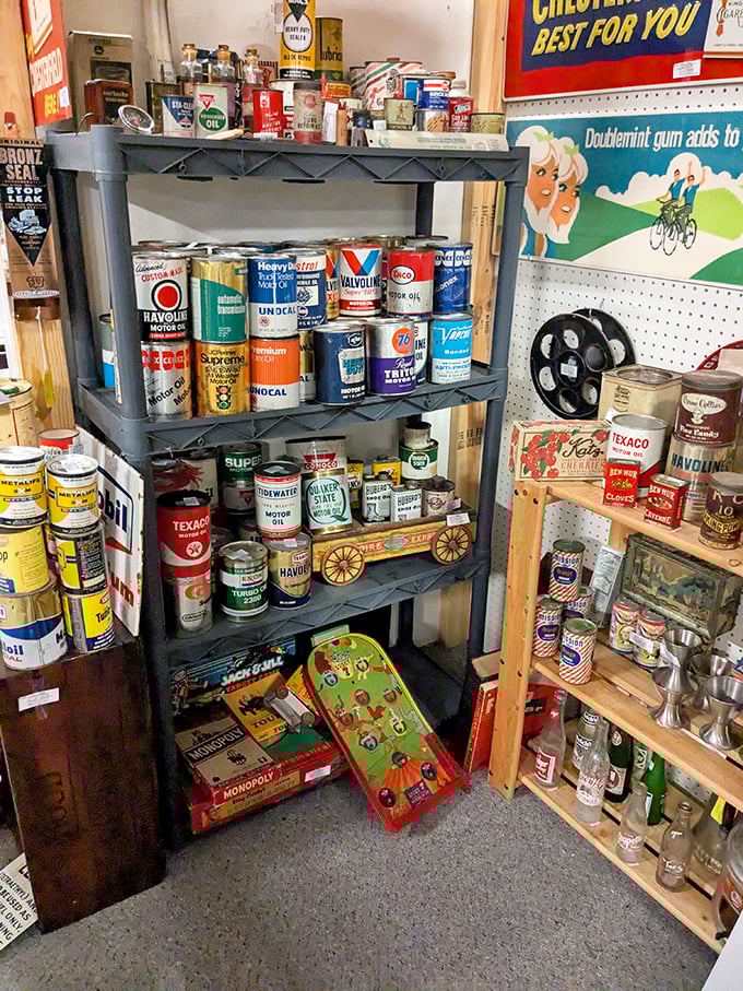 Vintage oil cans and retro board games&mdash;the perfect corner for anyone who misses the days when Monopoly came in a box, not an app.