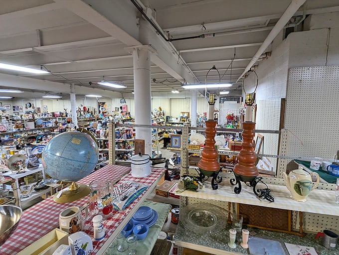 A world globe sits ready for imaginary travels, while wooden lamps stand tall like sentinels guarding the past. Time travel without the complicated physics.