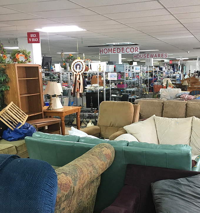 The furniture section: where mid-century treasures hide among everyday sofas, waiting for the discerning eye to discover them.