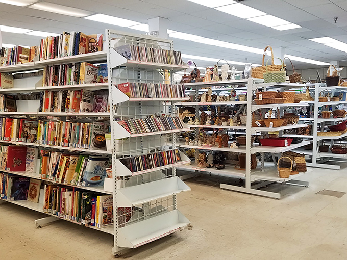 Where cookbooks meet wicker baskets &ndash; the home goods section creates unexpected pairings that somehow make perfect sense together.