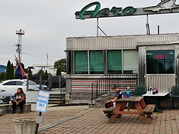 Even on overcast days, the outdoor seating area offers a chance to enjoy your meal with a side of fresh air and people-watching.