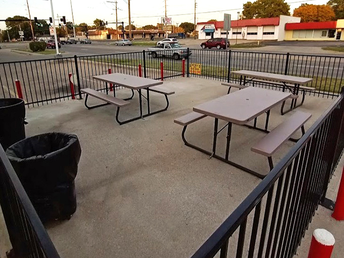 Outdoor seating for when you need fresh air between bites. Or when your food coma requires more space than the indoor tables provide.