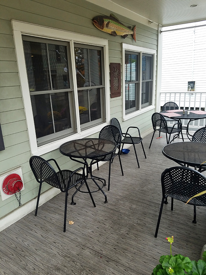 Outdoor seating where the mountain air somehow makes seafood taste even better—a scientific phenomenon worth investigating repeatedly.