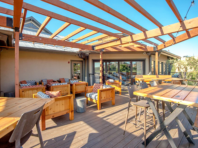 The outdoor patio offers fresh air dining with comfortable seating and views that make lingering absolutely irresistible.