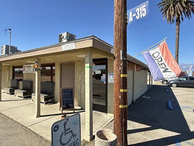 The exterior view reveals Flo's true character&mdash;a no-nonsense oasis of good food sitting proudly at the edge of an airfield.