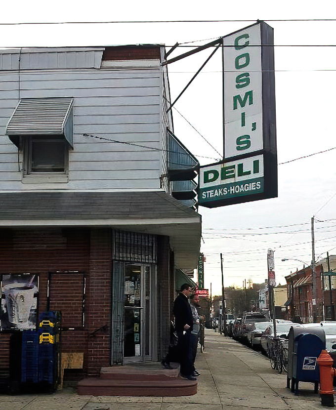 The sidewalk view&mdash;where anticipation builds as you approach sandwich paradise. That green sign has been the last thing many have seen before a life-changing hoagie experience.