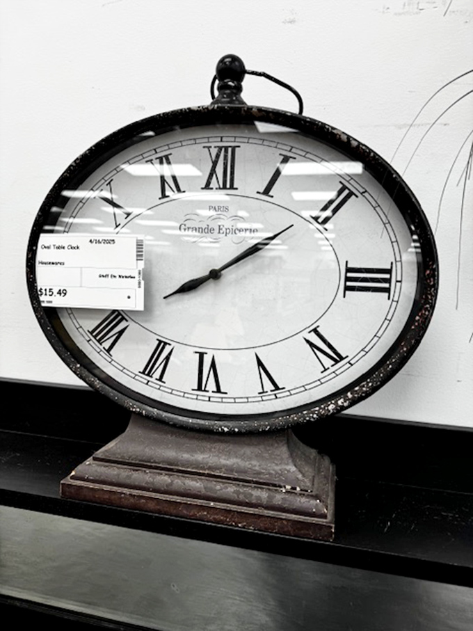 Time stands still for no one, except perhaps for this elegant Parisian-style clock that's about to become someone's mantel centerpiece.