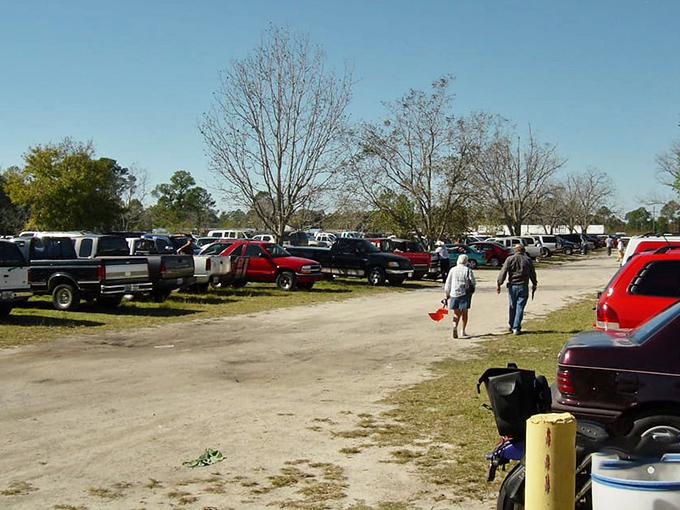 Parking lot pilgrimage: where the adventure begins and ends. Each vehicle holds the potential for newfound treasures.