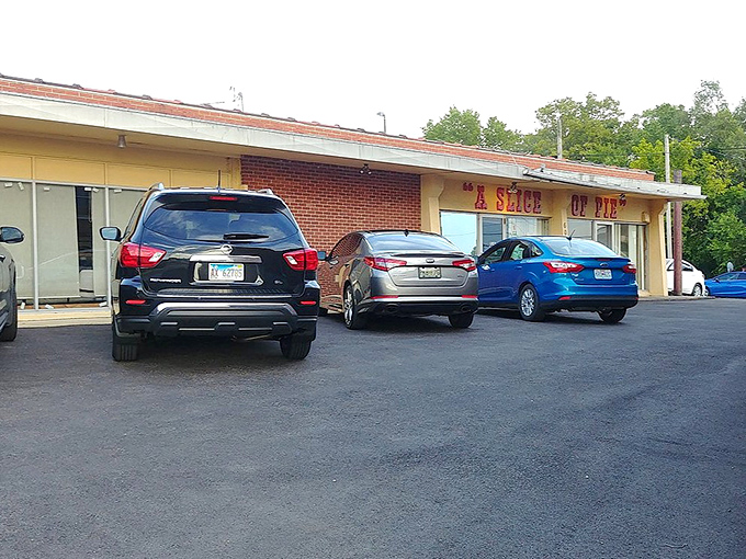 Cars fill the parking lot&mdash;each representing someone who made the wise decision to prioritize pie in their day.