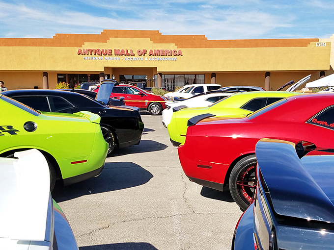 Even the parking lot tells stories, with classic cars occasionally gathering outside this temple to all things nostalgic and collectible.