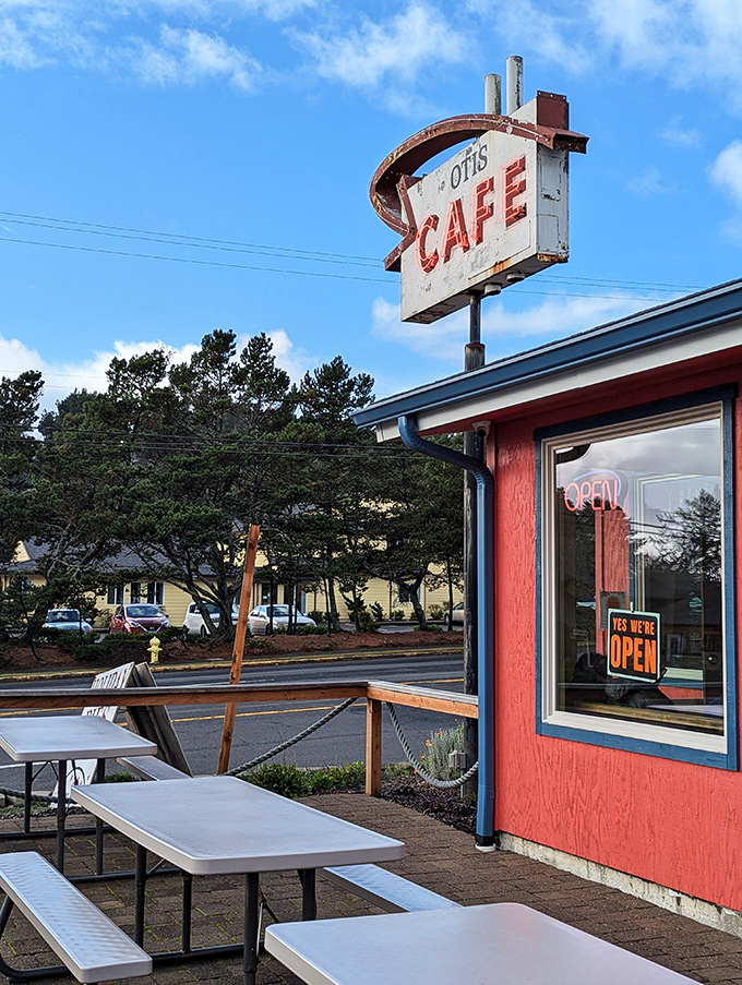 Outdoor seating for those rare sunny Oregon days when the only thing better than comfort food is comfort food with vitamin D.