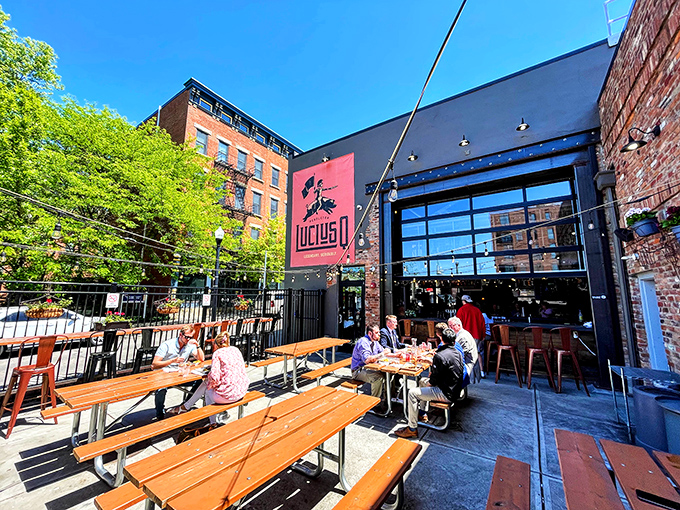 Outdoor seating for those perfect Ohio days when sunshine and barbecue combine into pure dining bliss.