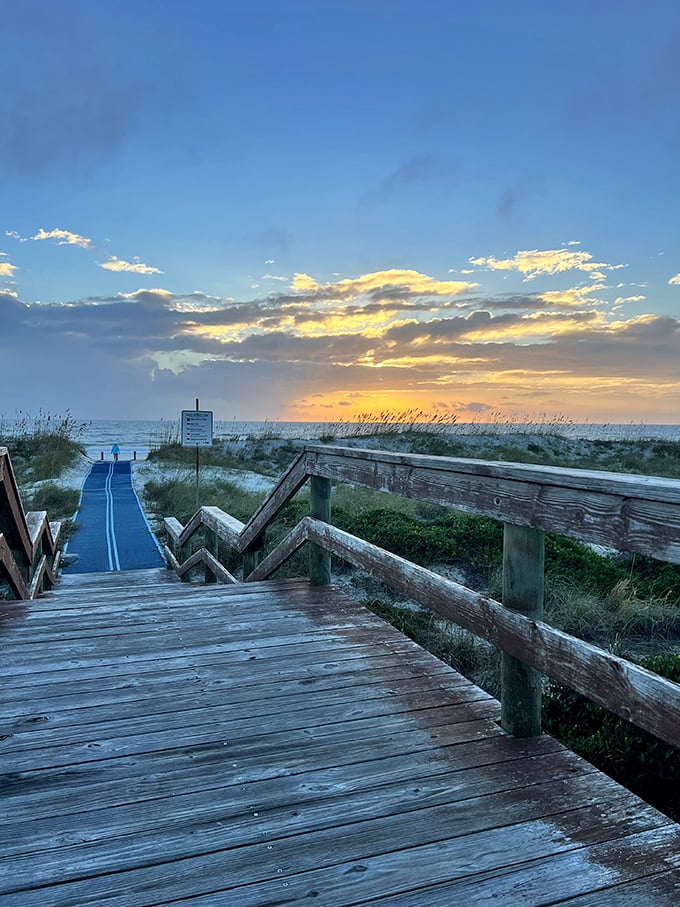 The boardwalk to Peters Point Beach captures that magical moment when you first glimpse the Atlantic Ocean through sea oats and dunes.