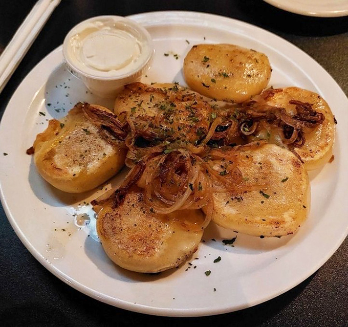 Pierogi perfection with caramelized onions and a side of nostalgia&mdash;these potato pillows of joy honor Ohio's Eastern European heritage deliciously.