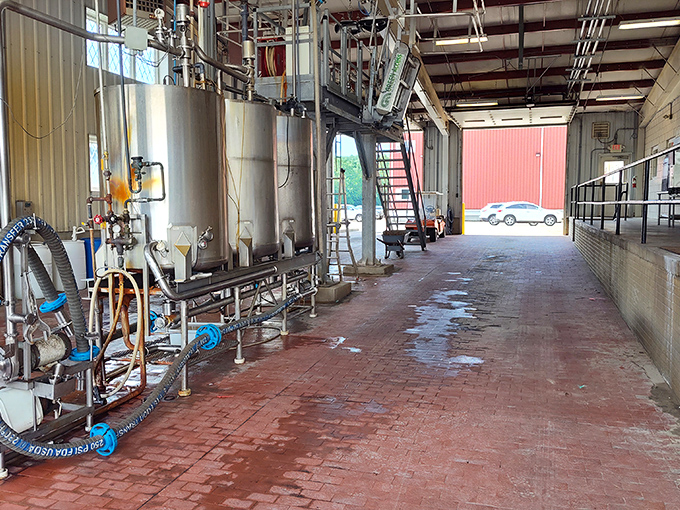 Where the magic happens, part two. These gleaming vats and pipes transform humble milk into something worth driving across state lines for.