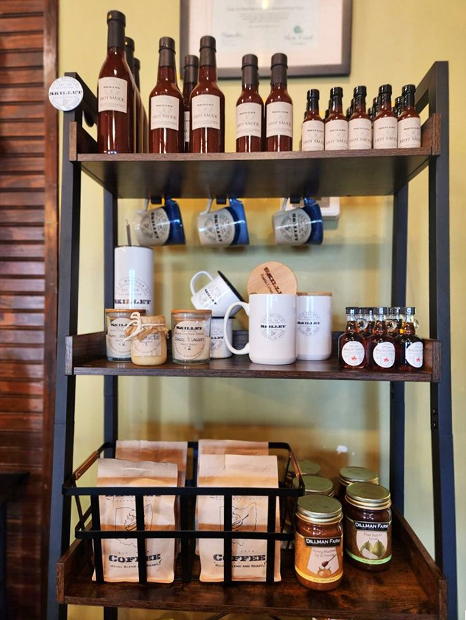 House-made hot sauces, coffee, and other retail items let you take a bit of Skillet home&mdash;though sadly, not the chef.