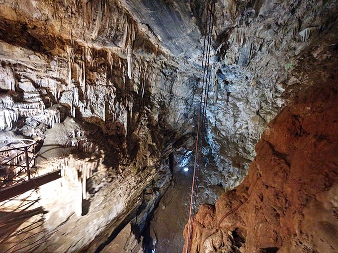 The vertical shaft reveals the cavern's dramatic scale &ndash; like standing inside a natural skyscraper built by geological forces with infinite patience.