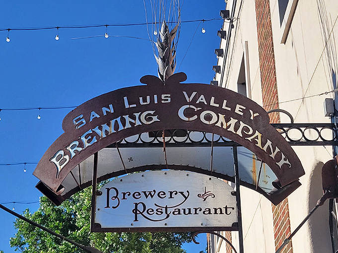 San Luis Valley Brewing Company's sign promises craft beer with mountain-town authenticity. Where the elevation makes the beer taste better&mdash;at least that's what we tell ourselves.