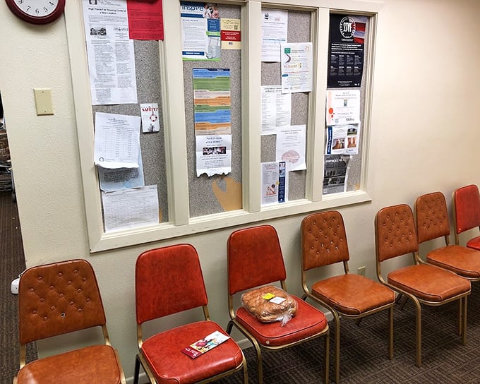 The waiting area &ndash; where patient partners sit surrounded by community notices while shopping enthusiasts hunt for deals.