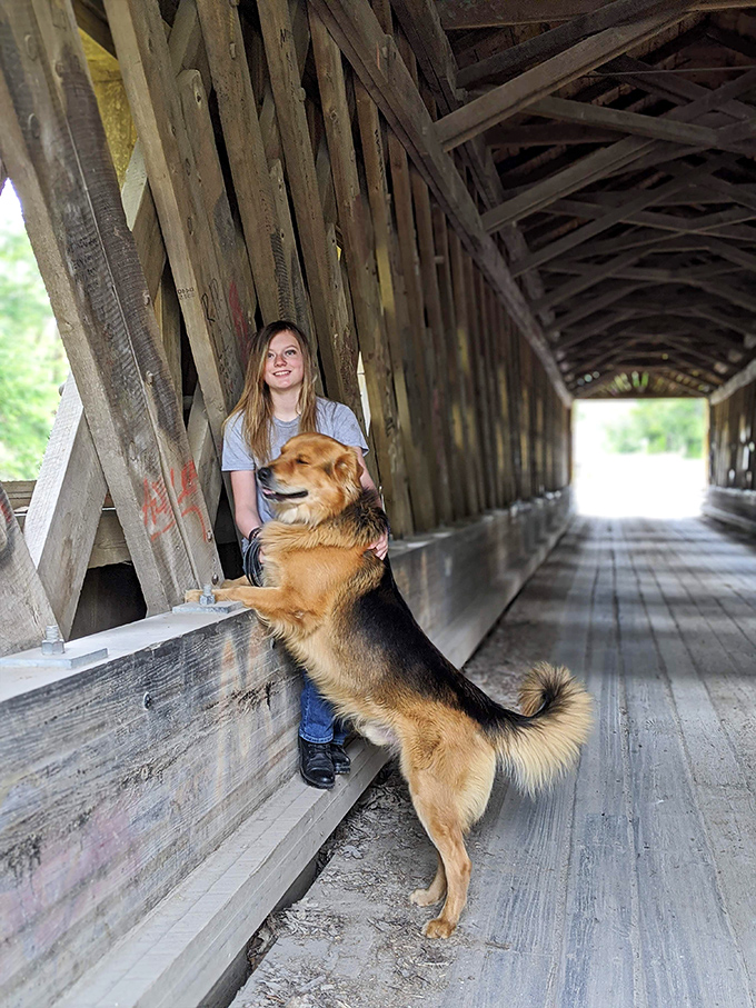 Even the dogs understand there's something special here&mdash;this bridge inspires contemplation across all species, apparently.