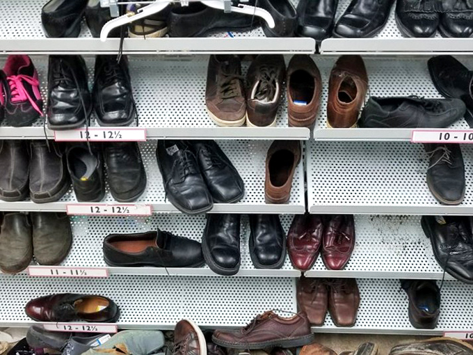 Men's dress shoes lined up like job candidates &ndash; some polished and ready to interview, others showing character from years of experience.
