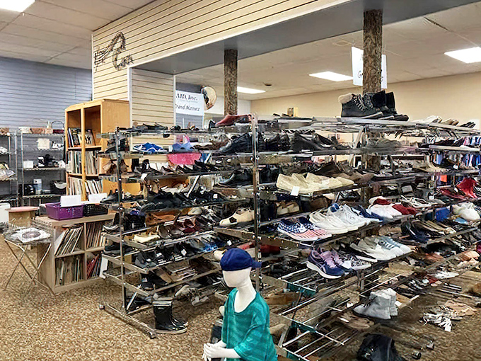 Shoes displayed in quantities that would make Imelda Marcos weep with joy, all at prices that won't hurt.