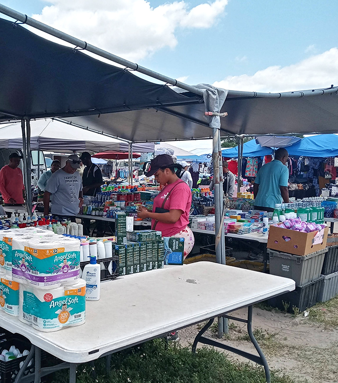 Weekend warriors navigating the aisles with carts and determination, hunting deals like it's an Olympic sport with cash prizes.