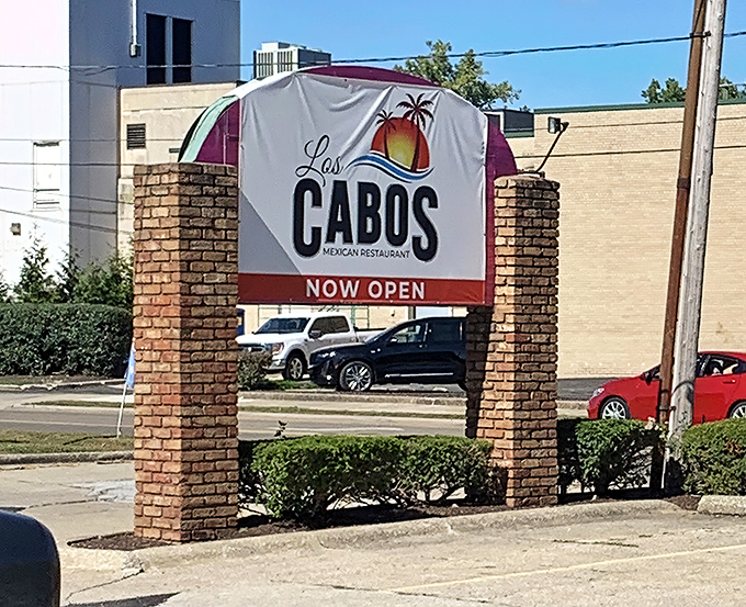 Los Cabos announces itself with tropical flair. That sunset logo promises a mental vacation with every bite, no passport required.