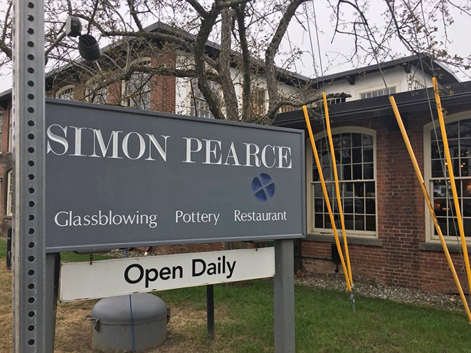 The sign promises three experiences&mdash;glassblowing, pottery, and dining&mdash;but undersells the magic waiting inside.