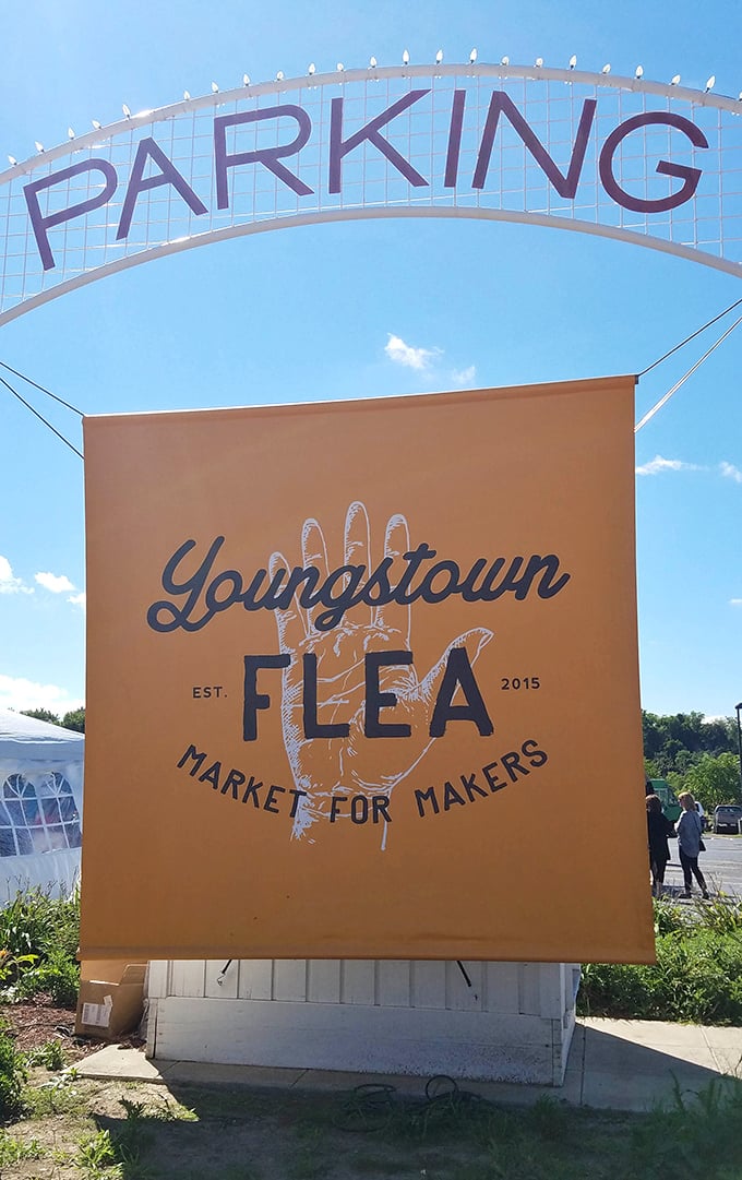 The hand says it all: Youngstown Flea proudly proclaims itself "A Market for Makers" where creativity and craftsmanship are the true currency.