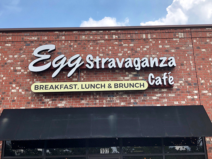 The sign says it all—this isn't just breakfast, it's an "Eggstravaganza." When a restaurant names itself with a pun, you know they're serious about fun.
