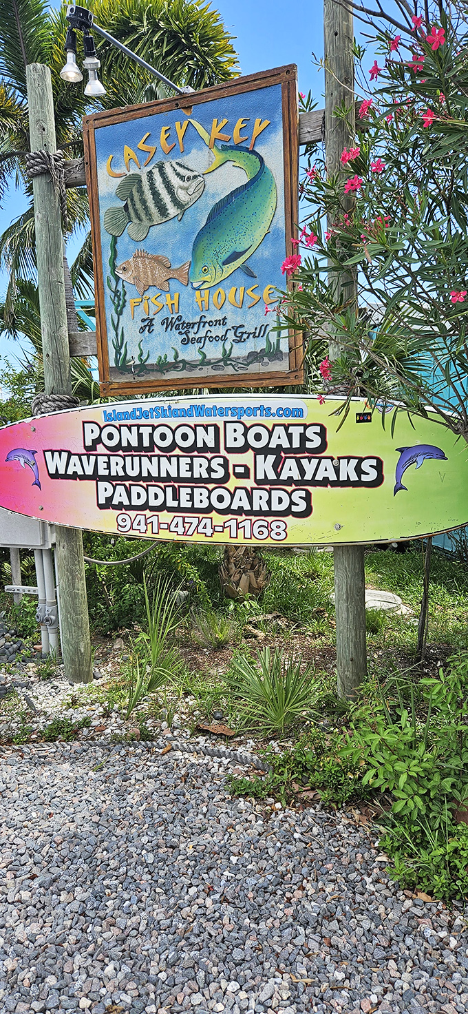 The hand-painted sign says it all&mdash;no corporate logos or focus-grouped designs, just genuine Florida seafood pride.