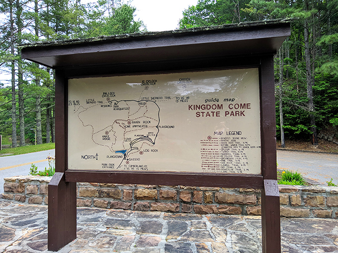 Before GPS ruled our lives, park maps like this guided adventures. There's something delightfully analog about tracing your finger along tomorrow's journey.