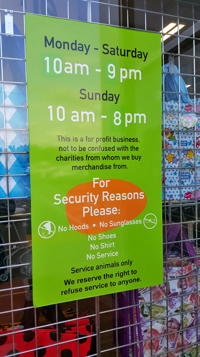 Store hours posted clearly mean you can plan your treasure hunting expeditions around a schedule that actually works.